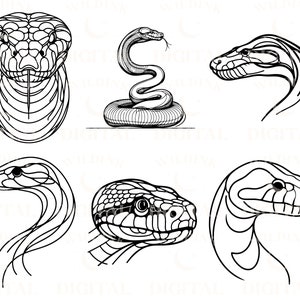 Snakes SVG Clipart, Python Minimalist Line Art, Anaconda Logo Animal ...