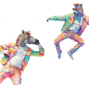 Cool Dancing Zebra Clipart, 11 High Quality Pngs, Funny Watercolor ...