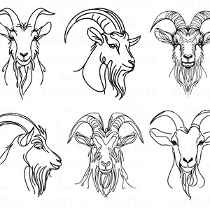 Goat SVG Clipart, Farm Minimalist Line Art, Logo Animal Vector, Modern ...