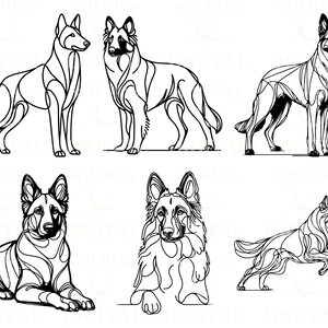 Dutch Shepherd SVG & PNG Clipart Bundle: Digital Line Art, Minimalist ...