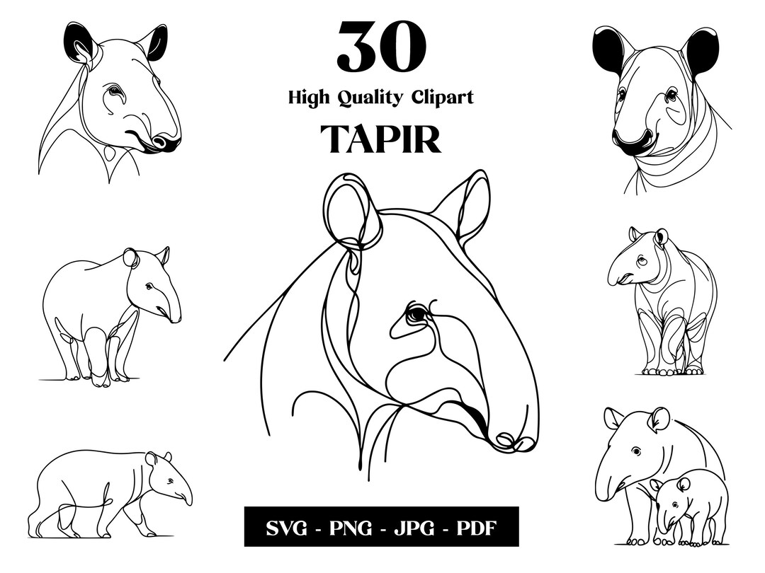 Tapir SVG Clipart: Minimalist Line Art Vector (digital Download) - Etsy