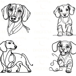Dachshund Line Art Clipart Bundle: Minimalist Dog SVG, PNG (digital ...