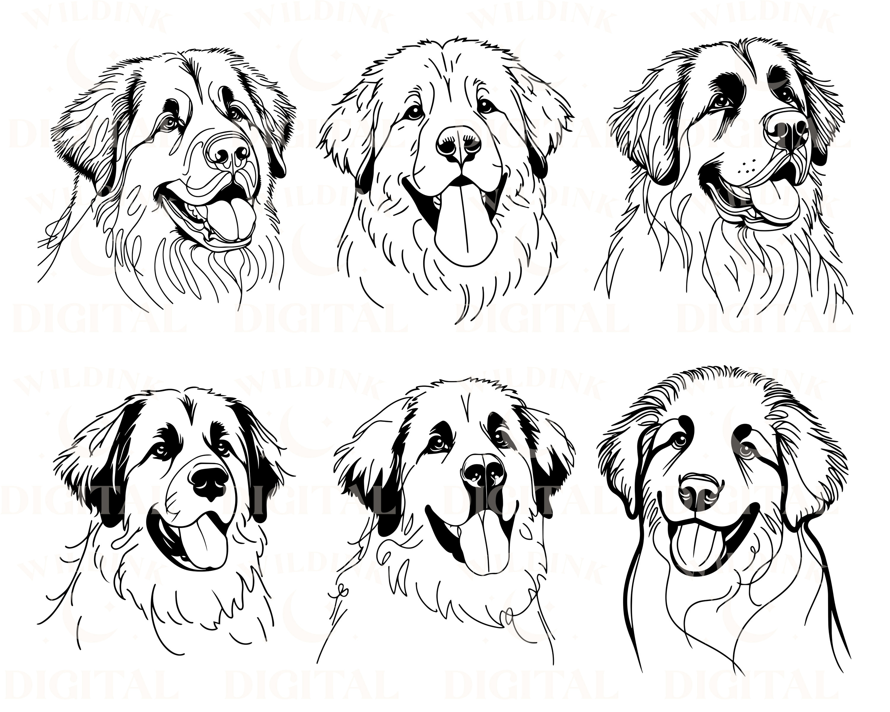 Leonberger Dog Line Art: Minimalist SVG PNG Clipart (digital Download ...