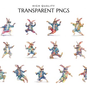 Cool Dancing Rabbit Clipart, 13 High Quality Pngs, Funny Watercolor ...