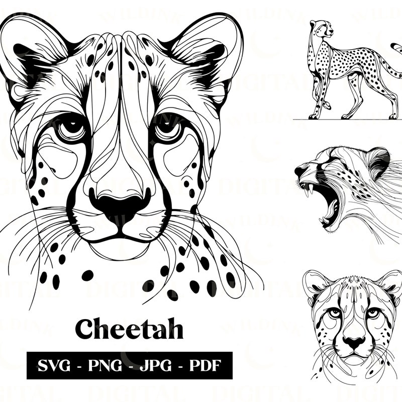 Cheetah Vector - Etsy