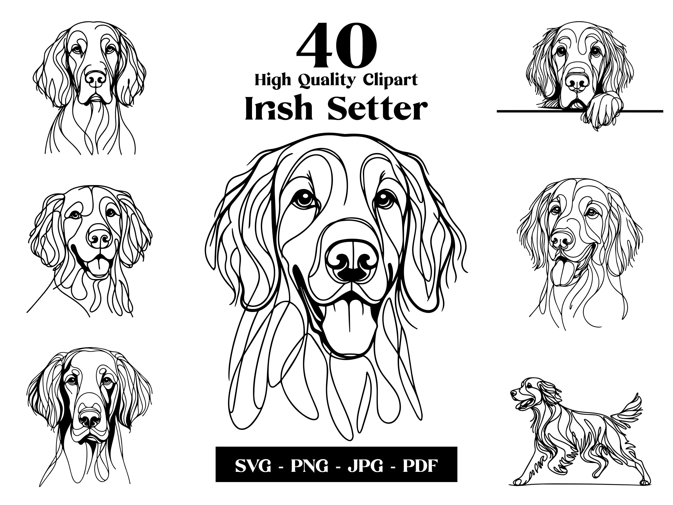 Irish Setter Line Art: Minimalist Dog SVG PNG Clipart (digital Download ...
