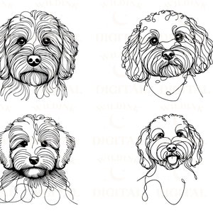 Cockapoo Line Art Clipart Bundle: Minimalist Dog Vector (digital ...