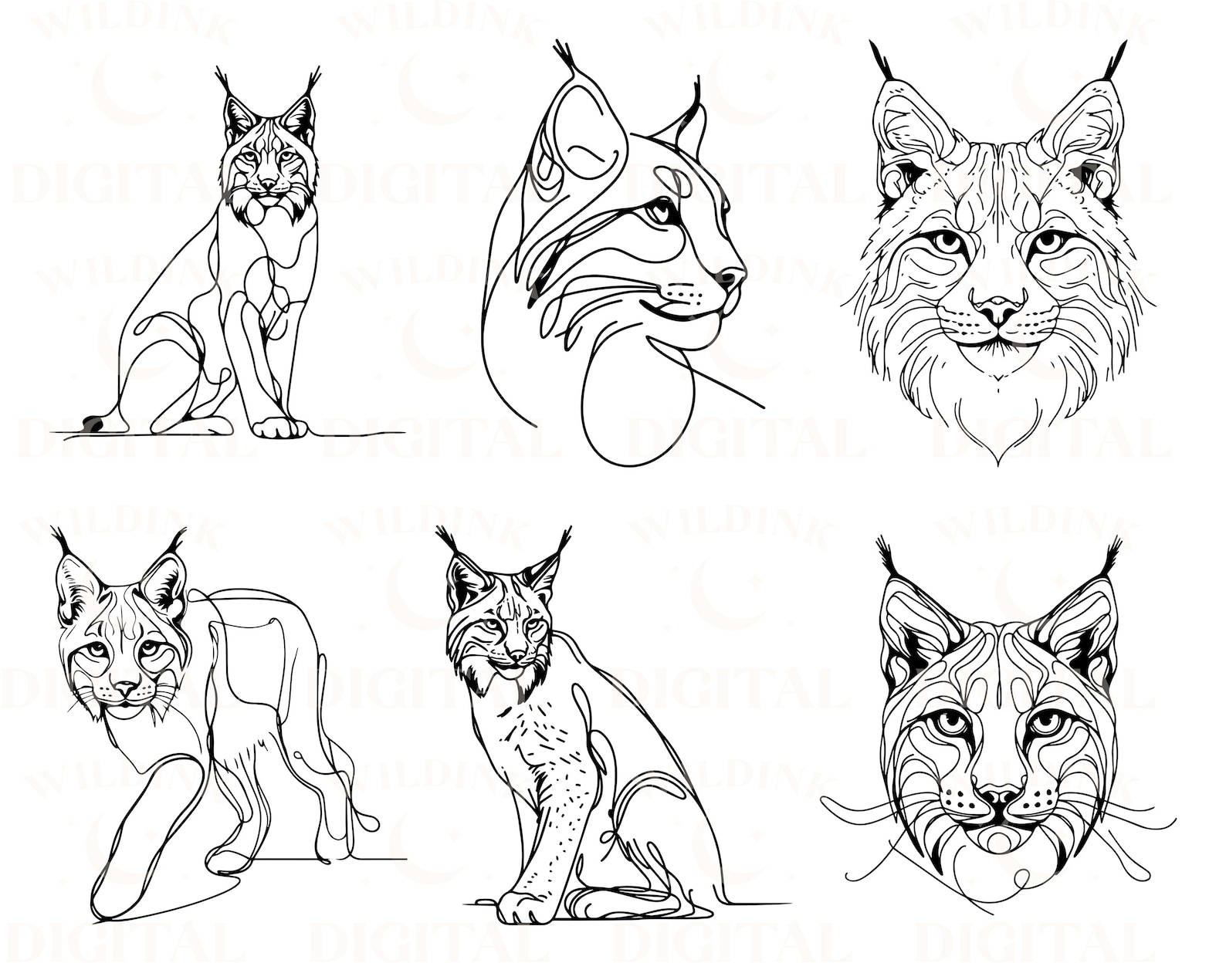 Lynx Line Art SVG Clipart: Feline Vector Graphics (digital Download) - Etsy
