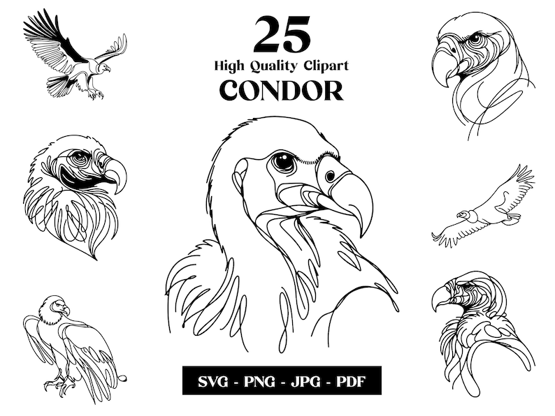 Condor Line Art SVG Clipart: Minimalist Tattoo Design (digital Download ...