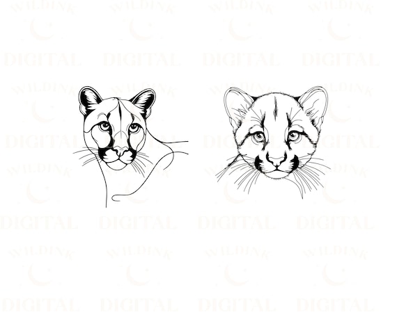 Cougar Outline Utklipp Reclining Cougar. Lying American Mountain Lion,