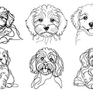 Cavapoo Line Art SVG & PNG Clipart Bundle: Minimalist Dog Tattoo Design ...