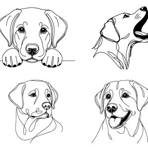 Labrador Retriever Line Art: Minimalist Dog SVG Clipart Bundle (digital ...