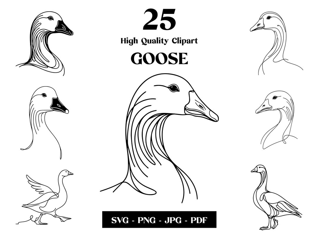 Goose SVG Clipart, Farm Minimalist Line Art, Logo Animal Vector, Modern ...