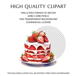 Watercolor Cake Clipart Bundle 105+ High Quality PNG & JPEG, Food ...