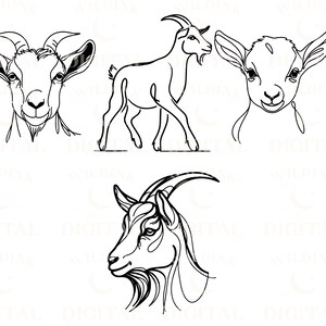 Goat SVG Clipart, Farm Minimalist Line Art, Logo Animal Vector, Modern ...