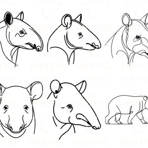 Tapir SVG Clipart: Minimalist Line Art Vector (digital Download) - Etsy