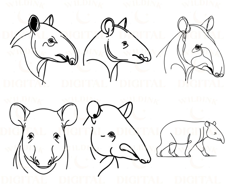 Tapir SVG Clipart: Minimalist Line Art Vector (digital Download) - Etsy