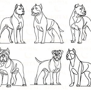 Dogo Argentino Line Art: Minimalist Dog SVG Clipart Bundle (digital ...