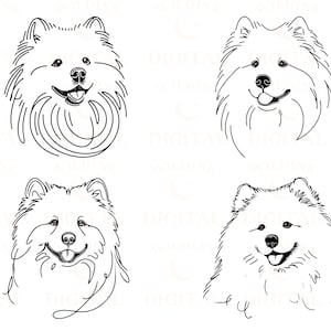 Samoyed SVG & PNG Clipart Bundle: Digital Line Art, Minimalist Vector ...