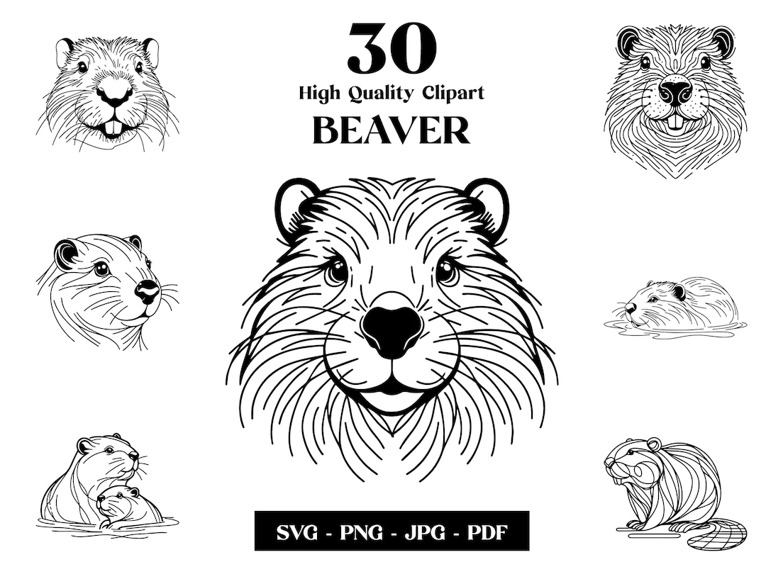 Beaver SVG Clipart, Minimalist Line Art, Logo Animal Vector, Modern Art ...