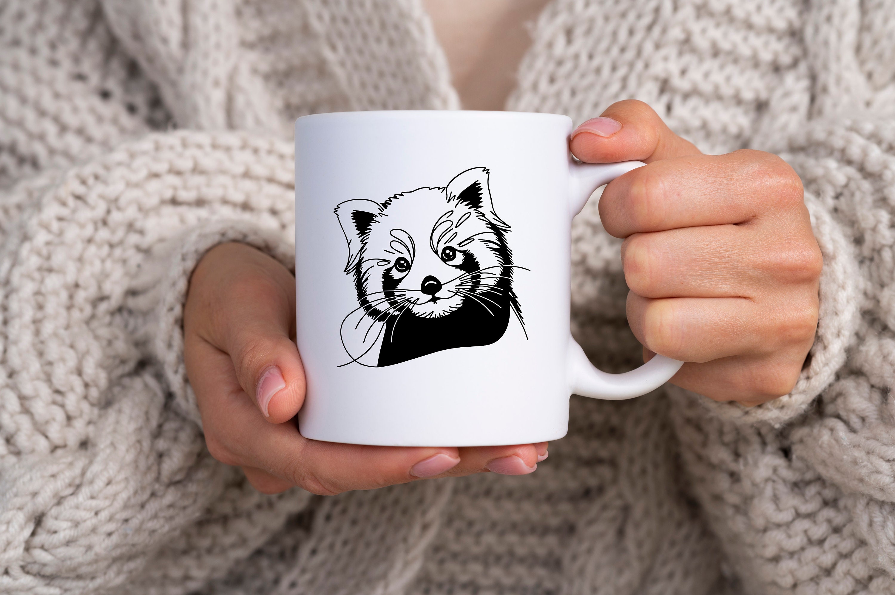 Red Panda Line Art SVG Clipart: Minimalist Tattoo Design (digital ...