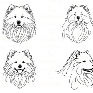 Samoyed SVG & PNG Clipart Bundle: Digital Line Art, Minimalist Vector ...