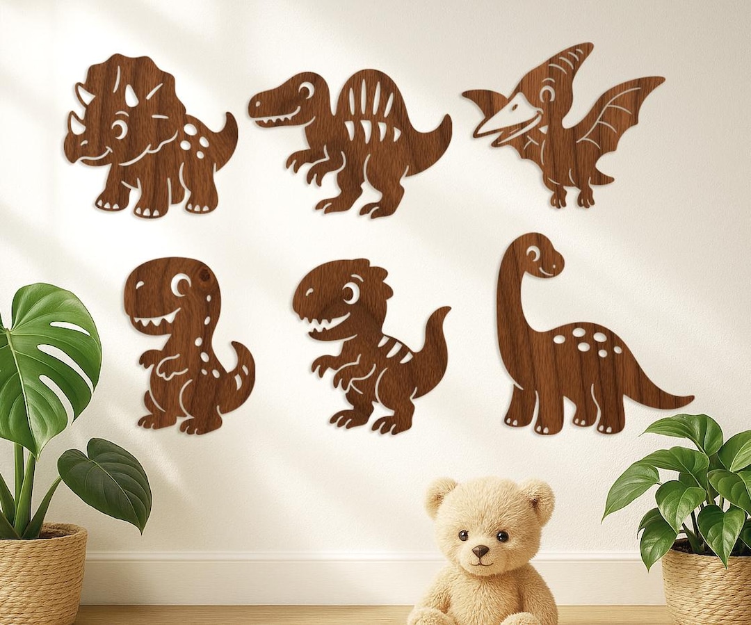 Dinosaur SVG Bundle, 30 Cute Designs, Nursery Wall Art, Laser Cut Files ...