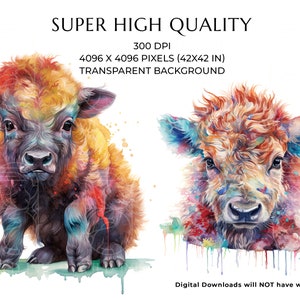 Baby Bison Watercolor Clipart: Nursery Decor Pngs (digital Download) - Etsy