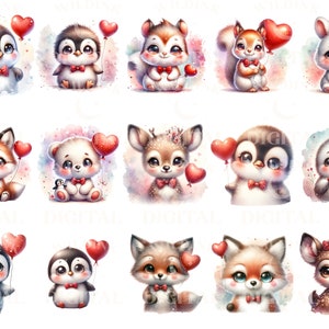 Valentines Cute Animals Clipart Bundle 25 High Quality PNG & JPEG ...