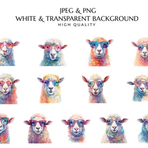 Watercolor Sheep Clipart With Sunglasses: Farm Animal Print (digital ...