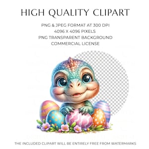 Easter Dinosaurs Clipart Bundle 35 High Quality PNG & JPEG, Watercolor ...