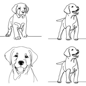 Labrador Retriever Line Art: Minimalist Dog SVG Clipart Bundle (digital ...