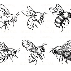 Bee Line Art SVG Clipart: Minimalist Tattoo & Sublimation Design ...