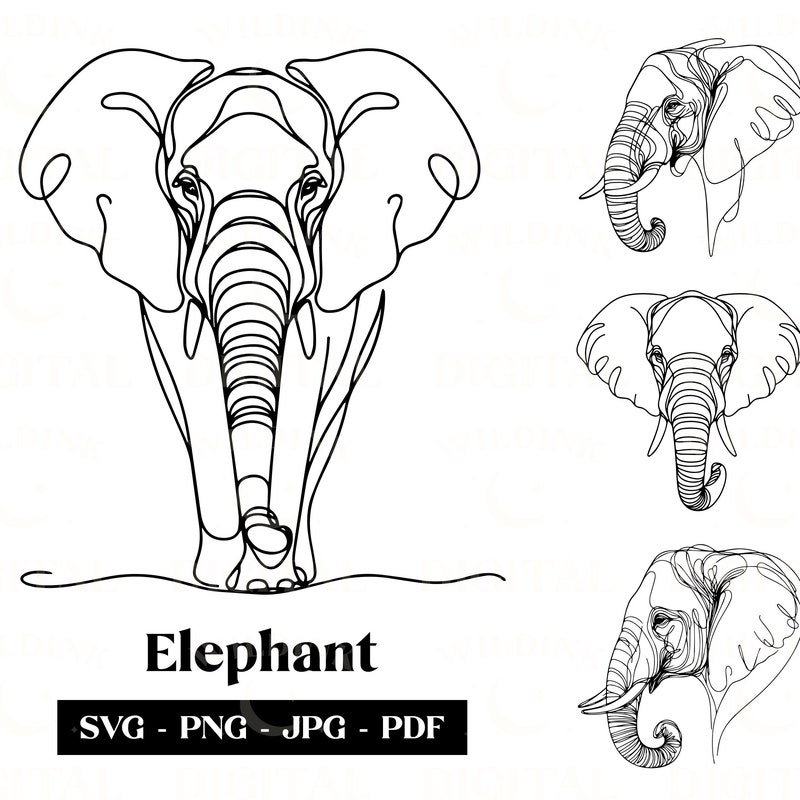 Elephant Line Art Tattoo - Etsy