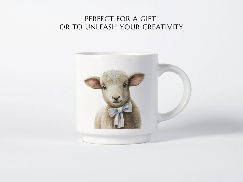 Baby Sheep With Bow Tie Watercolor Clipart of 13 Pngs Farm - Etsy