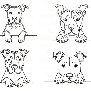 Staffordshire Bull Terrier Line Art Clipart Bundle (digital Download ...