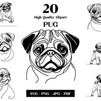 Pug Outline 2 - Etsy