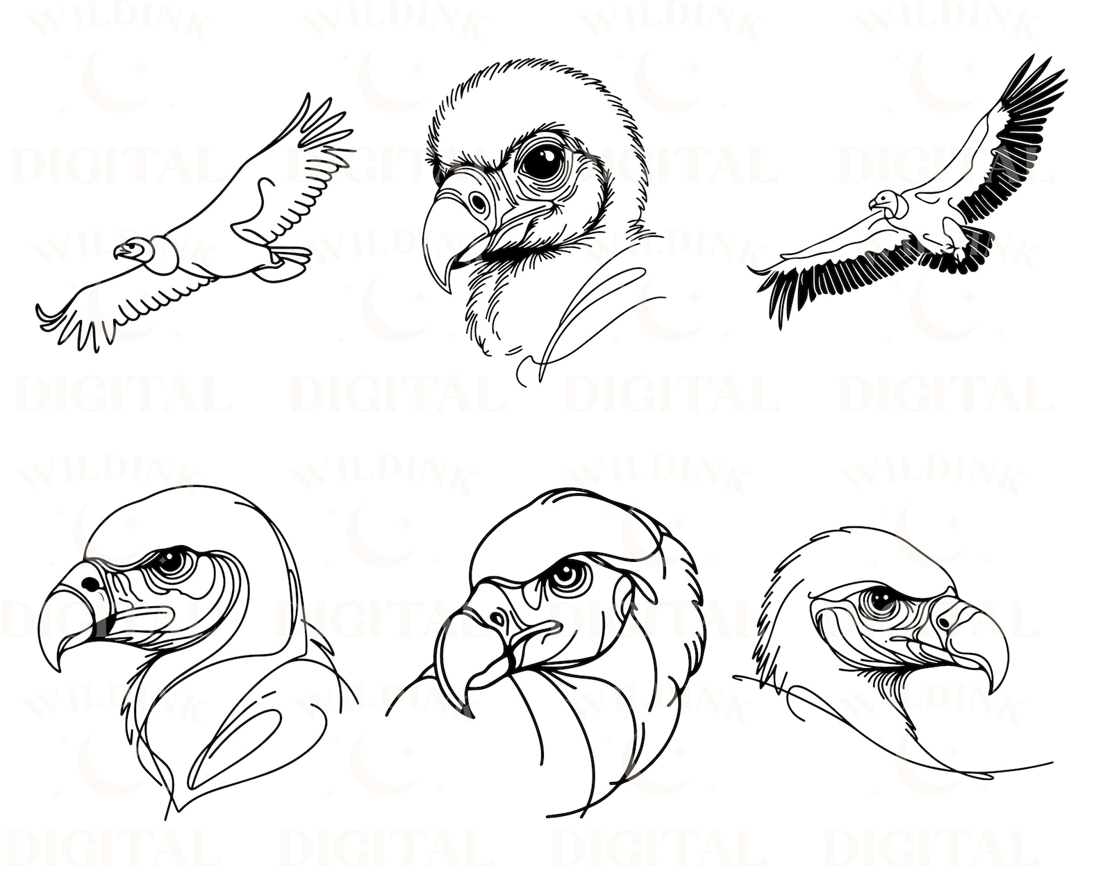 Condor Line Art SVG Clipart: Minimalist Tattoo Design (digital Download ...