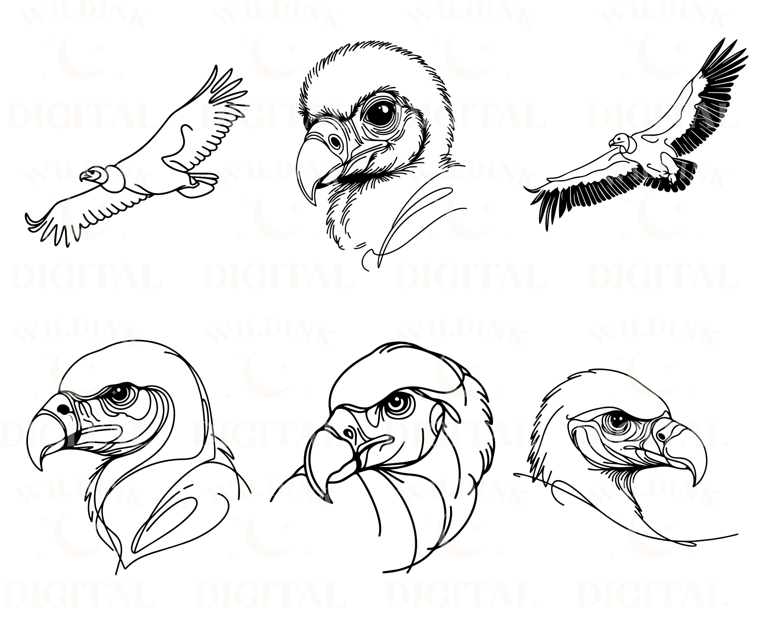 Condor Line Art SVG Clipart: Minimalist Tattoo Design (digital Download ...