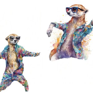 Dancing Meerkat Clipart: Funny Watercolor Animal Pngs (digital Download ...