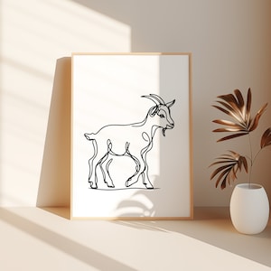 Goat SVG Clipart, Farm Minimalist Line Art, Logo Animal Vector, Modern ...