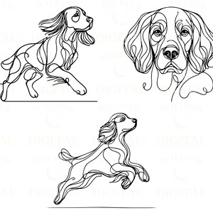 English Springer Spaniel SVG & PNG Clipart Bundle: Digital Line Art ...