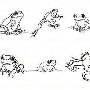 Frog Line Art SVG Clipart: Minimalist Tattoo Design (digital Download ...