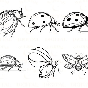 Ladybug SVG Clipart, Lady Beetle Minimalist Line Art, Logo Animal ...
