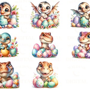 Easter Dinosaurs Clipart Bundle 35 High Quality PNG & JPEG, Watercolor ...
