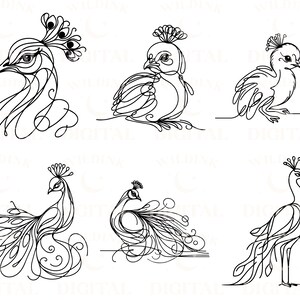 Peacock SVG Clipart: Minimalist Line Art Vector (digital Download) - Etsy