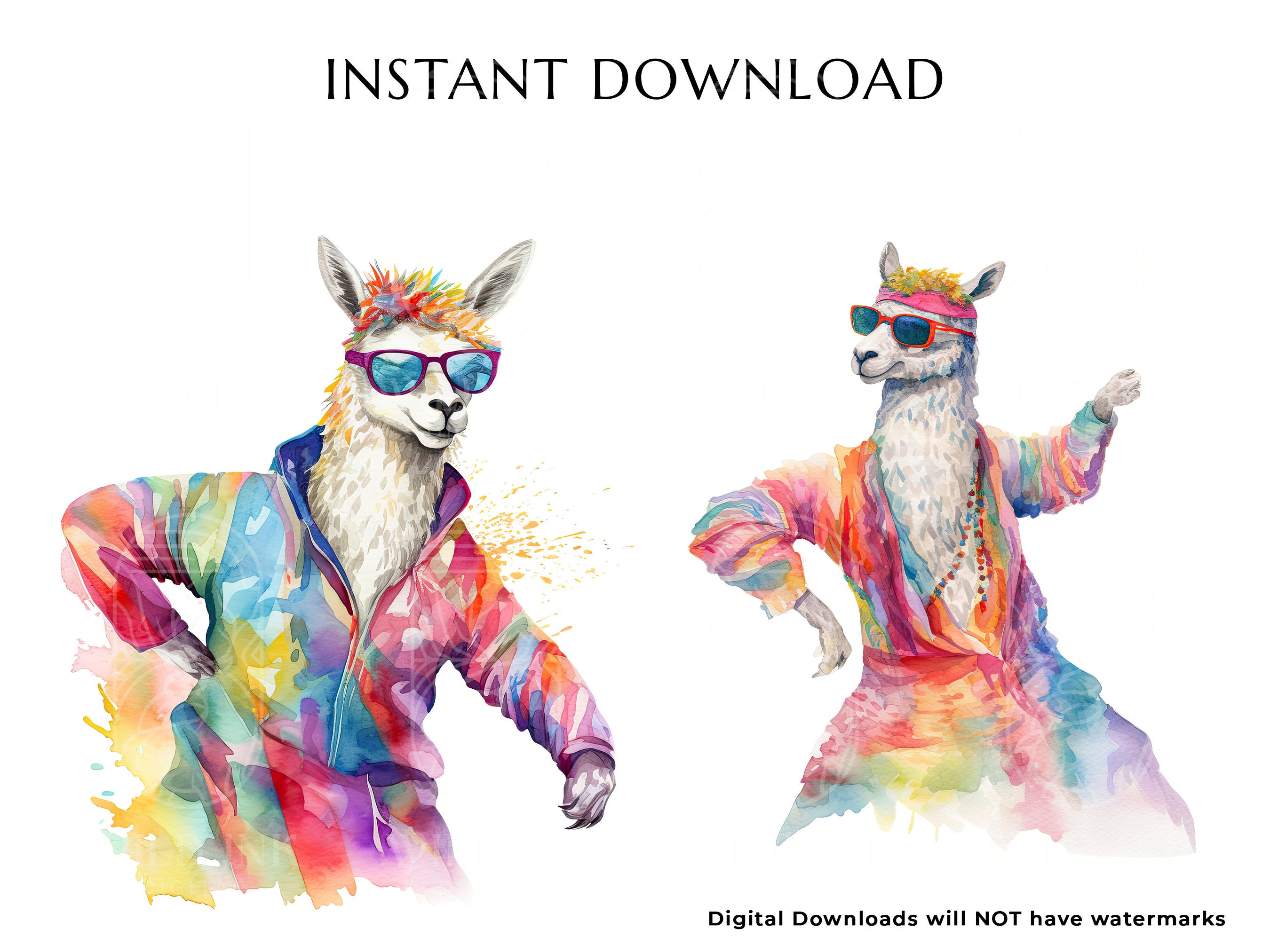Cool Dancing Llama Clipart 14 High Quality Pngs Funny - Etsy