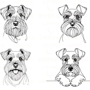 Miniature Schnauzer Line Art: SVG PNG Clipart Bundle (digital Download ...