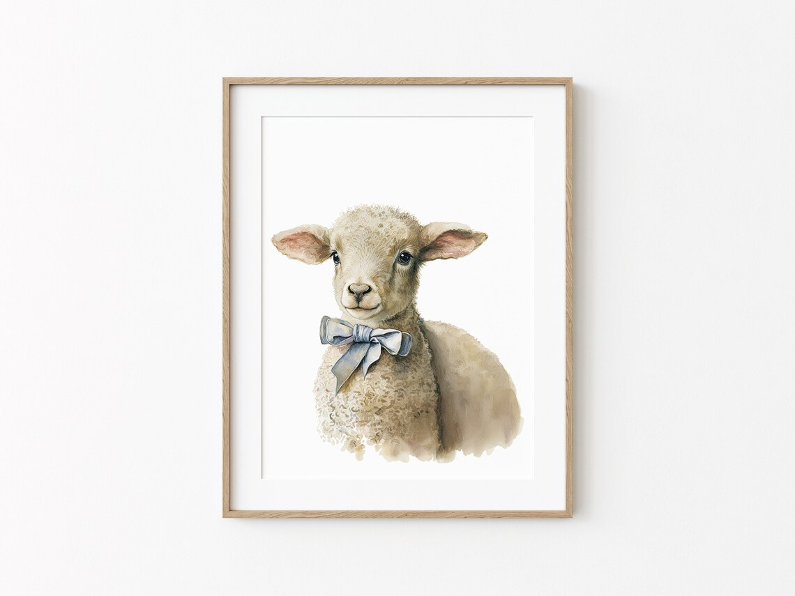 Baby Sheep With Bow Tie Watercolor Clipart of 13 Pngs Farm - Etsy
