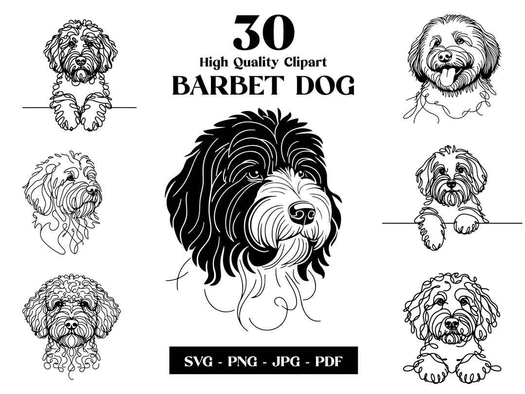 Barbet Dog SVG & PNG Clipart Bundle: Digital Line Art, Minimalist ...